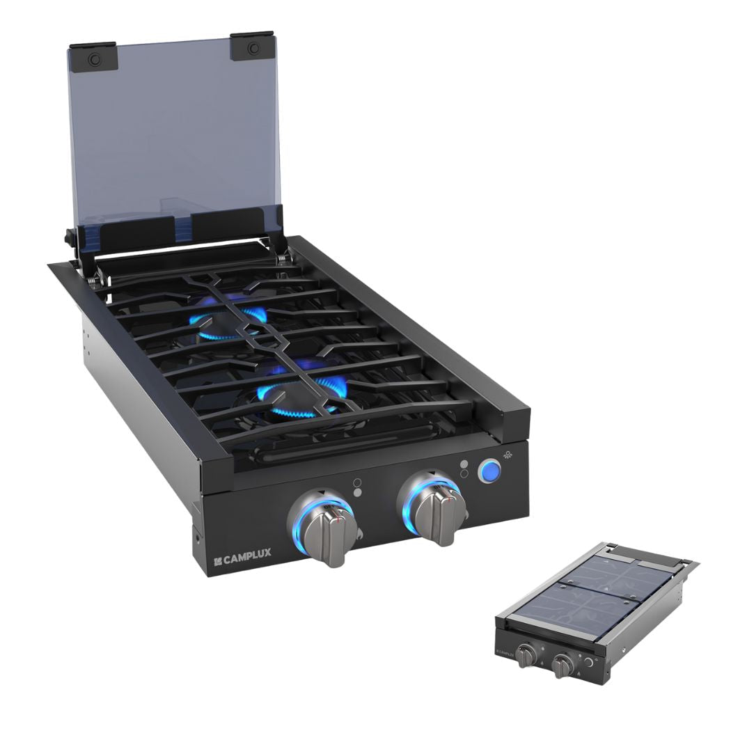 Camplux 2 Burners 12" RV Cooktop Slide-in Gas Stove with Cover ...